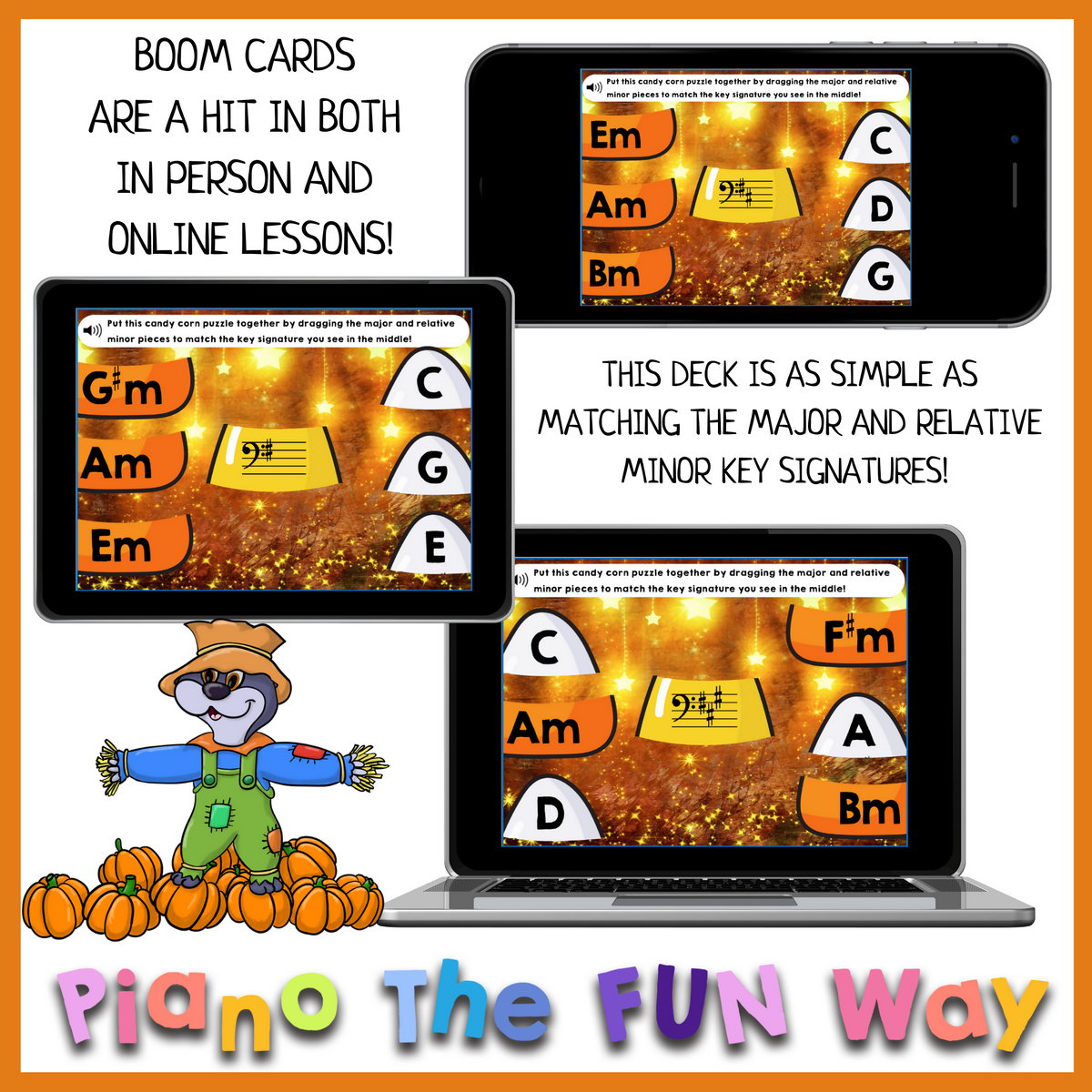 Boom Cards: Candy Corn Sharp Key Signatures Level 1 (Bass) – Music ...
