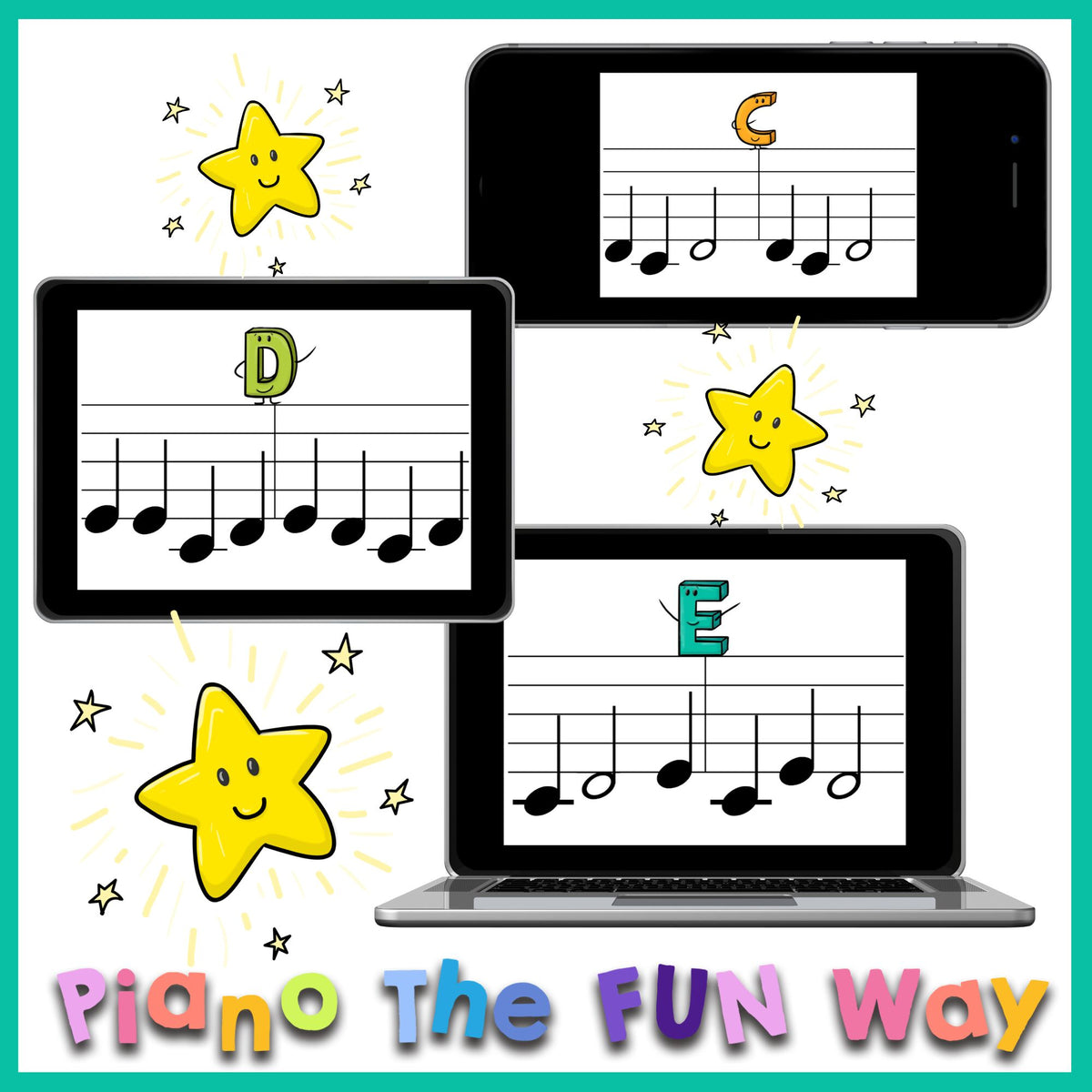 Boom Cards: Find Middle C, D and E on the Staff (Great for Beginners ...