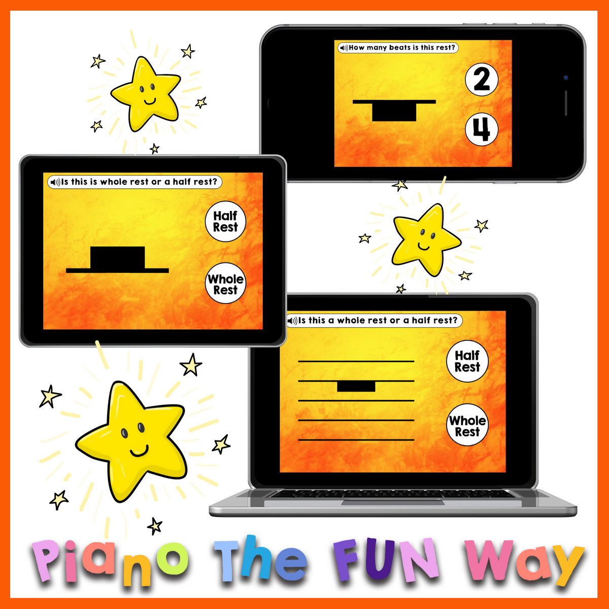 Boom Card: Whole and Half Rests (Which one is which!?) – Music Teacher ...