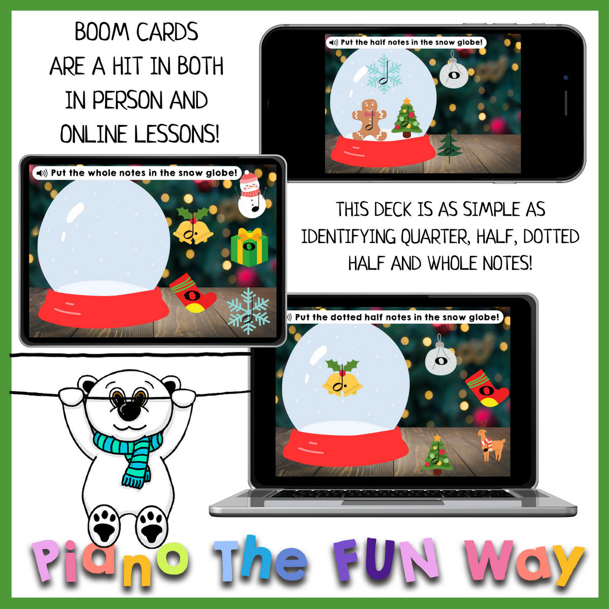 Boom Cards: Snow Globe Rhythms - Notes – Music Teacher Resources