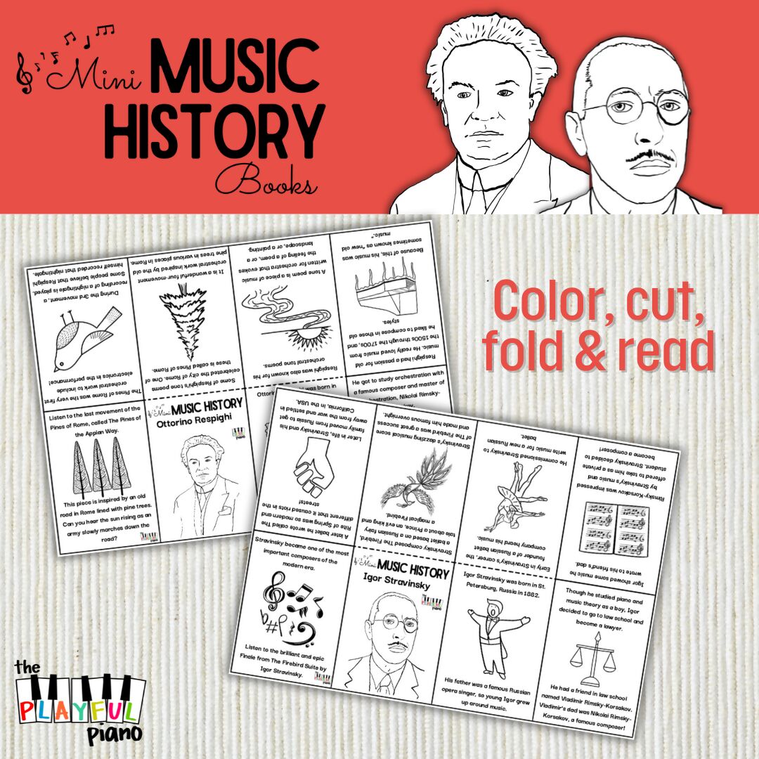 mini music history books set #7 Igor Stravinsky and ottorino Respighi ...