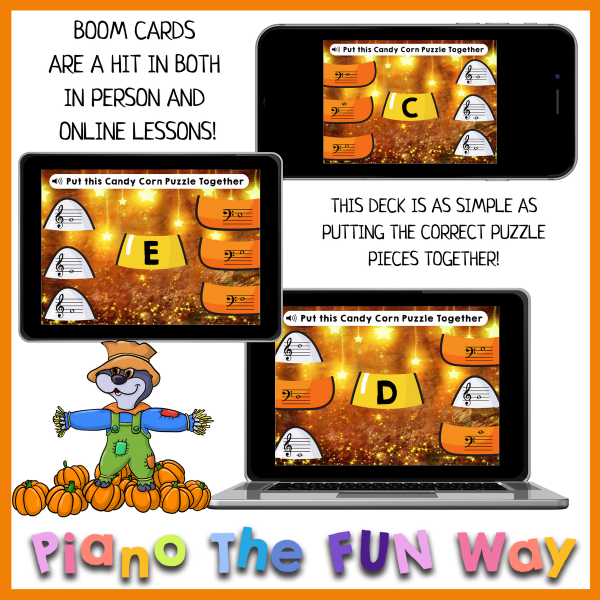 Boom Cards: Candy Corn Puzzles Notes Level 3 – Music Teacher Resources