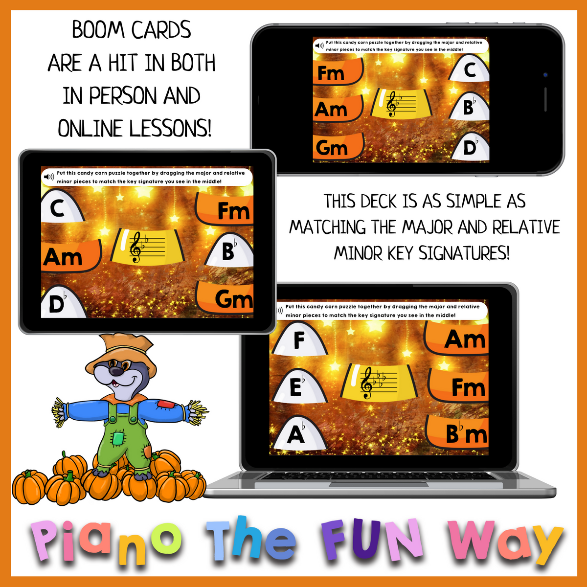 Boom Cards: Candy Corn Flat Key Signatures Level 1 (Treble) – Music ...