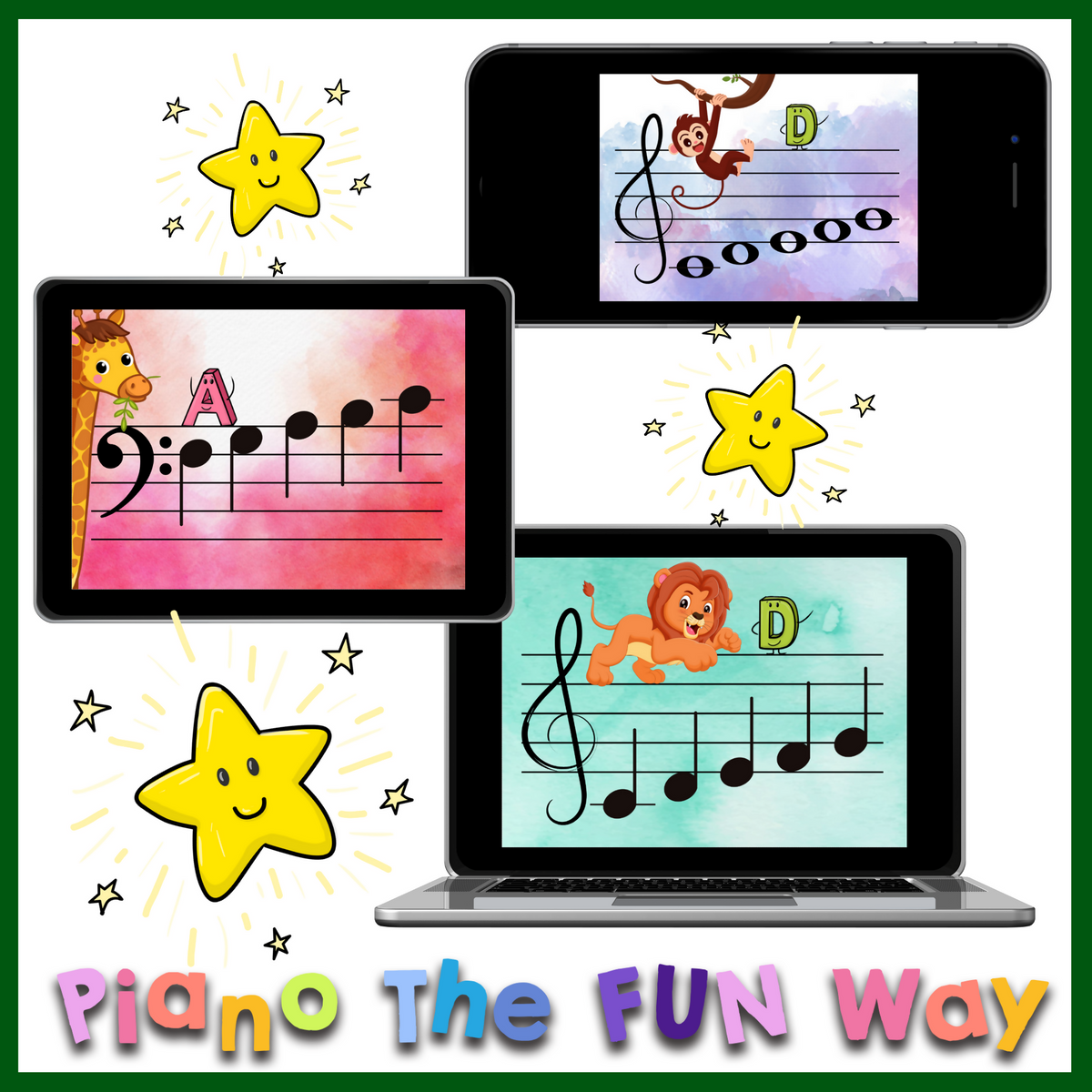 Boom Card: Grand Staff Level 1 (Jungle Theme) – Music Teacher Resources