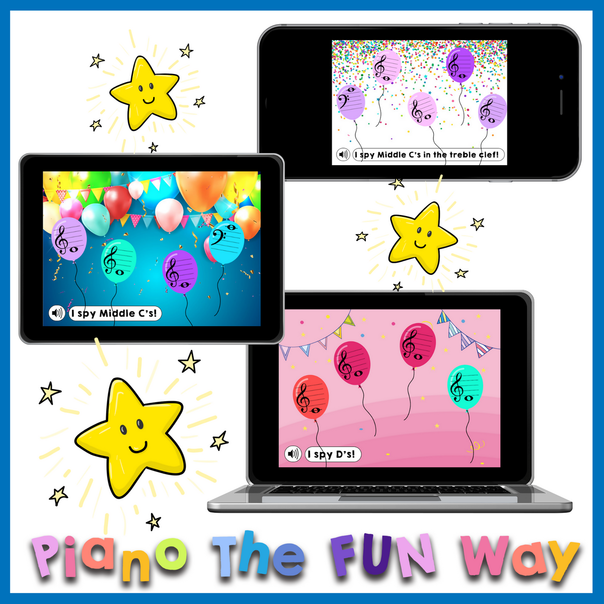 Boom Card: Balloons- I Spy Middle C & D – Music Teacher Resources