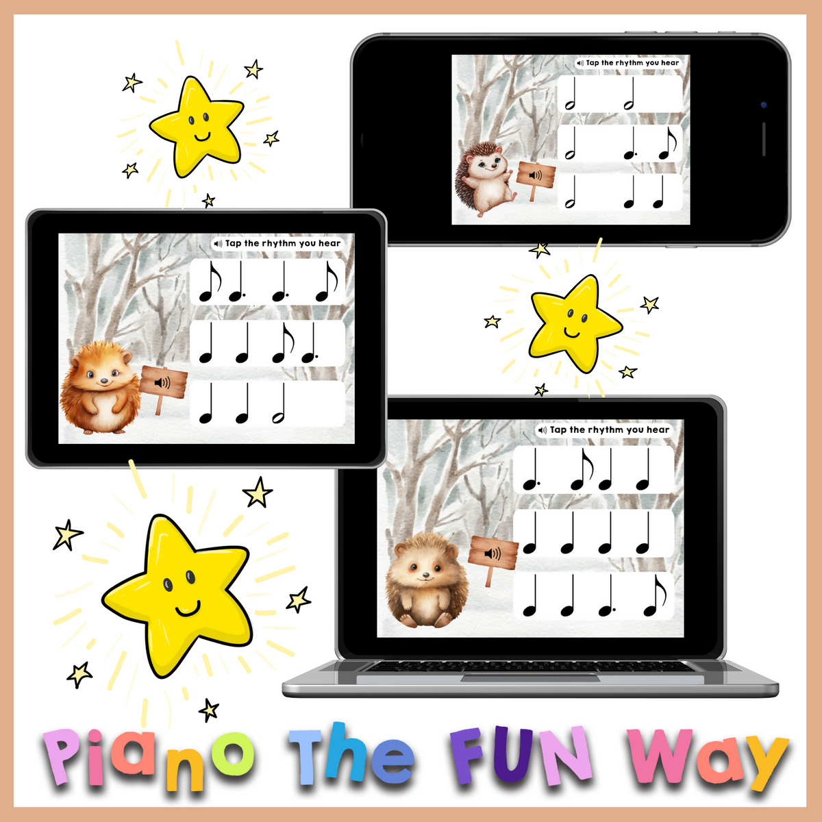 Boom Card: Rhythm Ear Training Level 3 (Hedgehog / Winter Theme ...