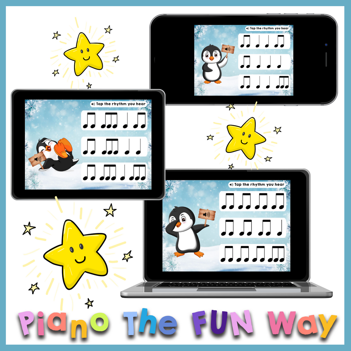 Boom Card: Rhythm Ear Training Level 2 (Penguin / Winter Theme) – Music ...