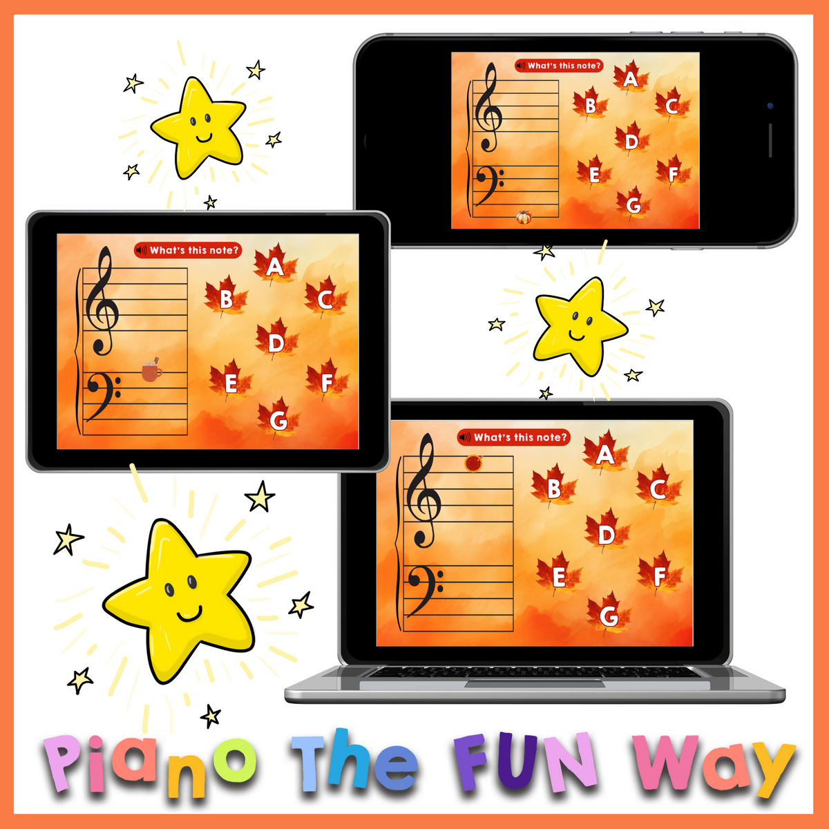 Boom Card: Grand Staff: Level 3- Low F-High F (Thanksgiving / Fall ...