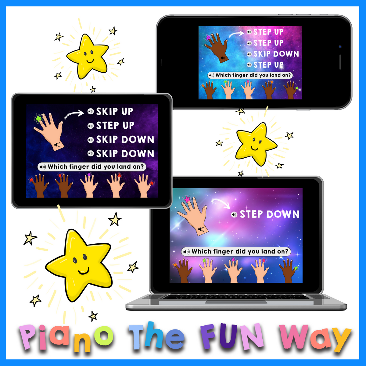 Boom Card: Left Hand Finger Numbers- Steps/Skips, Up/Down, (Star ...
