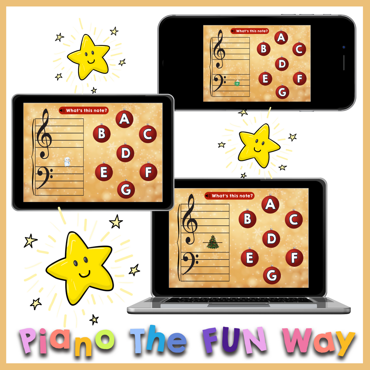 Boom Card: Grand Staff: Level 2- Bass C-Treble C (Christmas) – Music ...