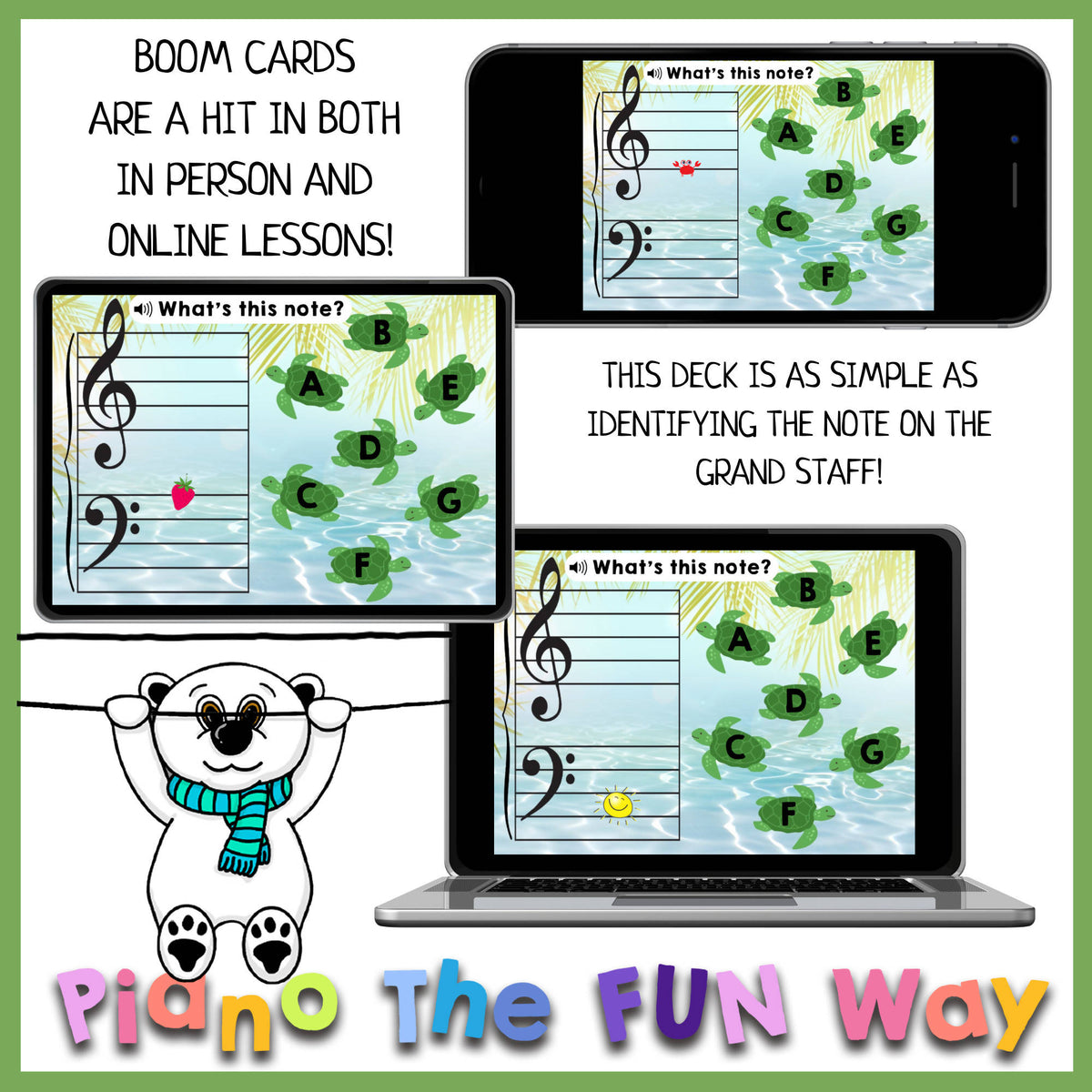 Boom Cards: Grand Staff Level 2 Summer Edition – Music Teacher Resources