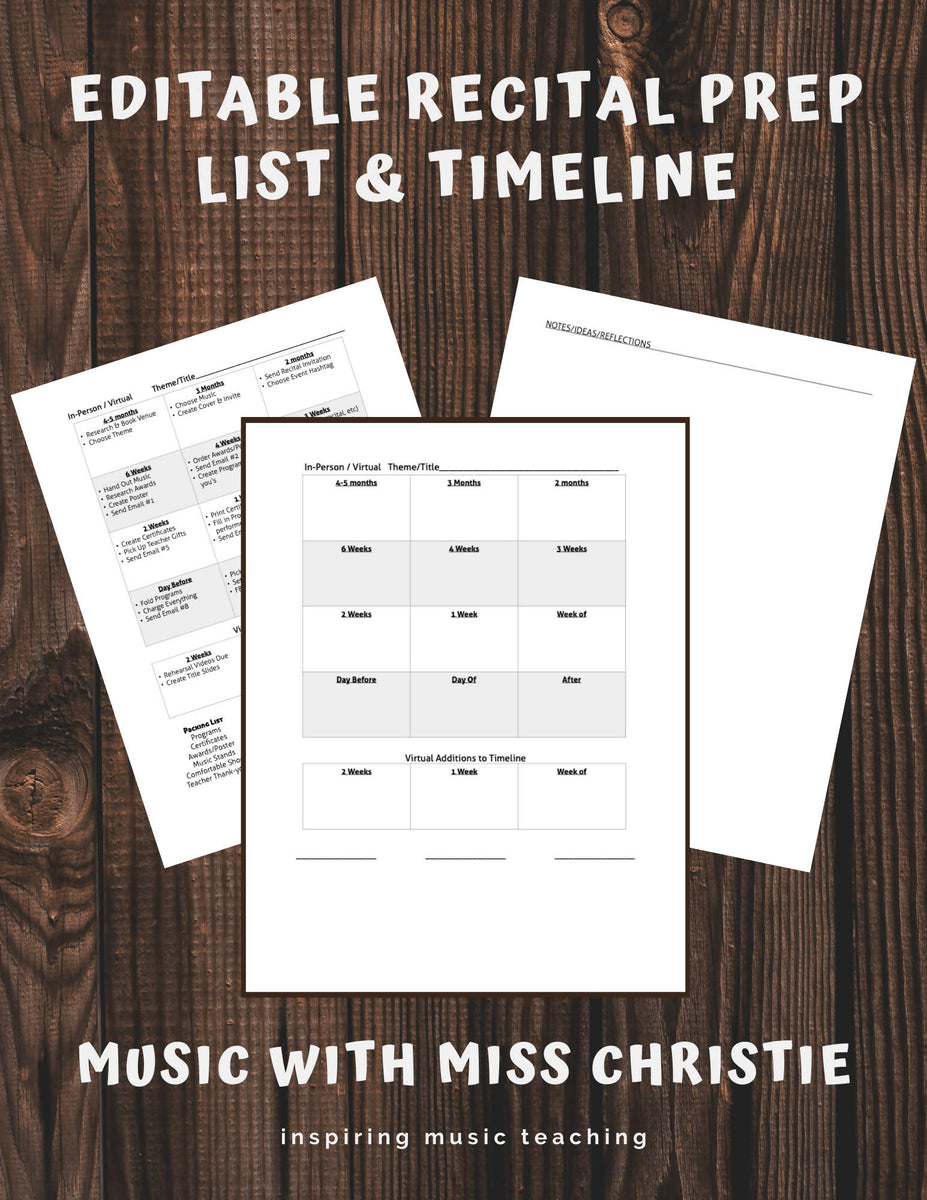 Editable Recital Prep List & Timeline (Keynote) – Music Teacher Resources