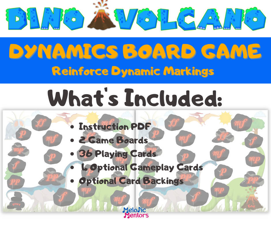 Dino Volcano Dynamics Board Game – Music Teacher Resources