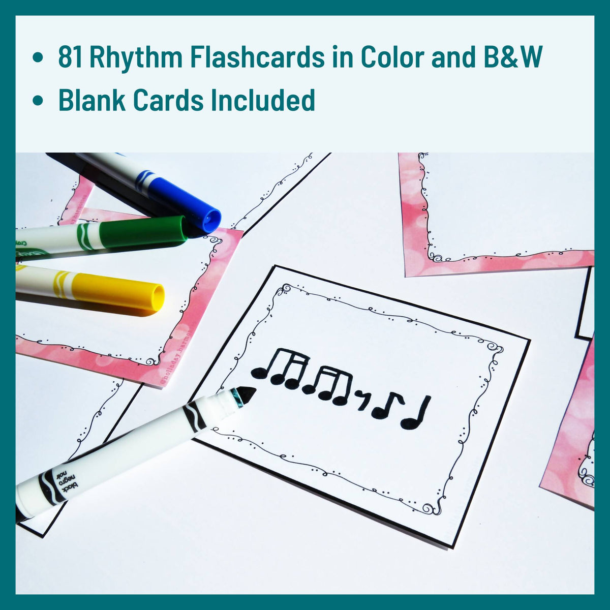 Four Beat Rhythm Music Flashcards Level Four - Eighth Rests, Dotted Ha ...