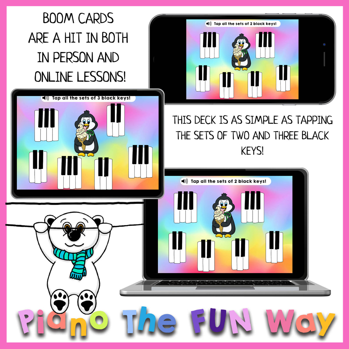 Boom Cards: Identifying Piano Sets of 2 and 3 Black Keys – Music ...