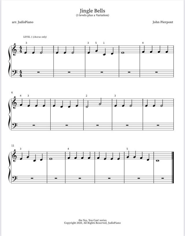 Jingle Bells - STUDIO LICENSE- 3 levels plus a variation / Arr. JudisP ...