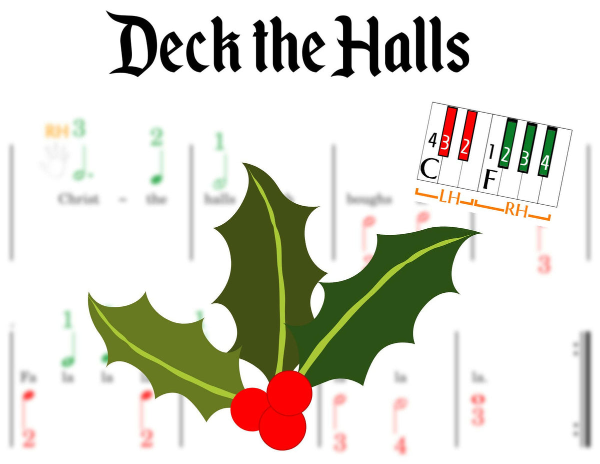 Christmas carol piano preschool pre-reading pre-staff Finger numbers on ...