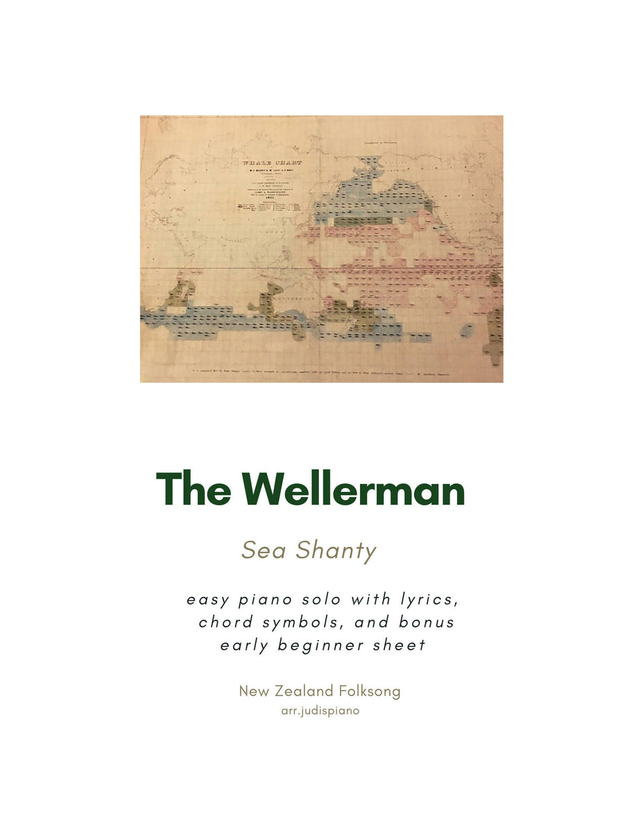 THE WELLERMAN (Sea Shanty) MULTIPLE LEVEL piano solo with lyrics & cho ...