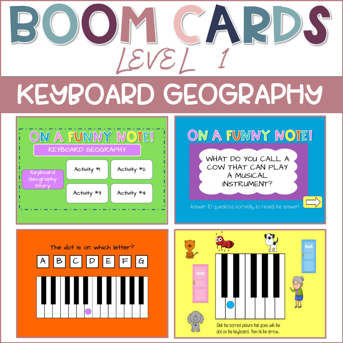 ON A FUNNY NOTE LEVEL 1 BOOM CARDS: 5-DECK BUNDLE – Music Teacher Resources