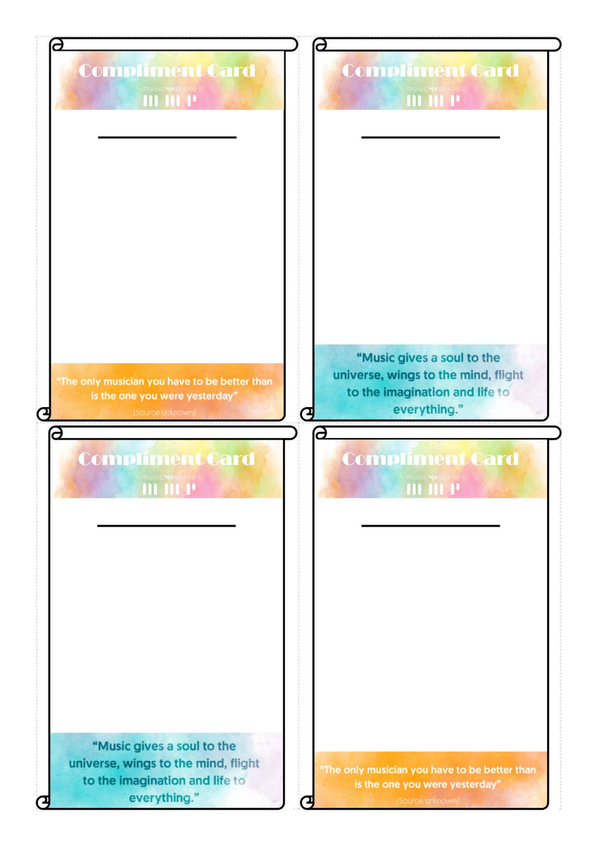 Compliment Cards – Music Teacher Resources