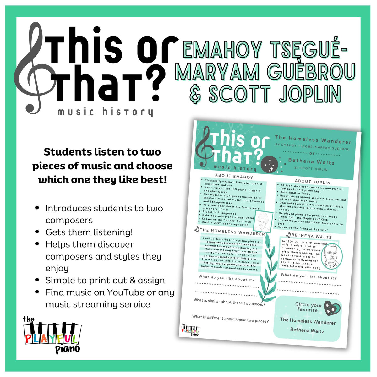 This or That #1: Emahoy & Joplin - Mini Music History Listening ...