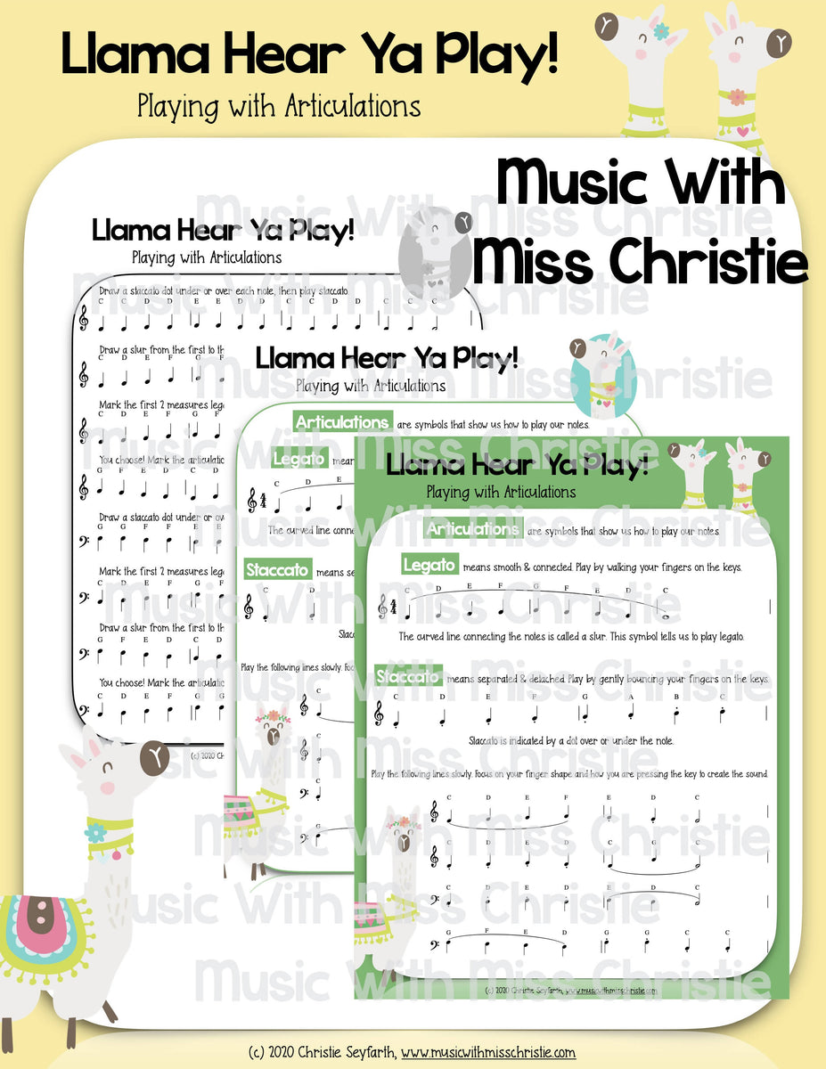 Prereading Articulation Worksheets {Llama Here Ya Play! Series} – Music ...