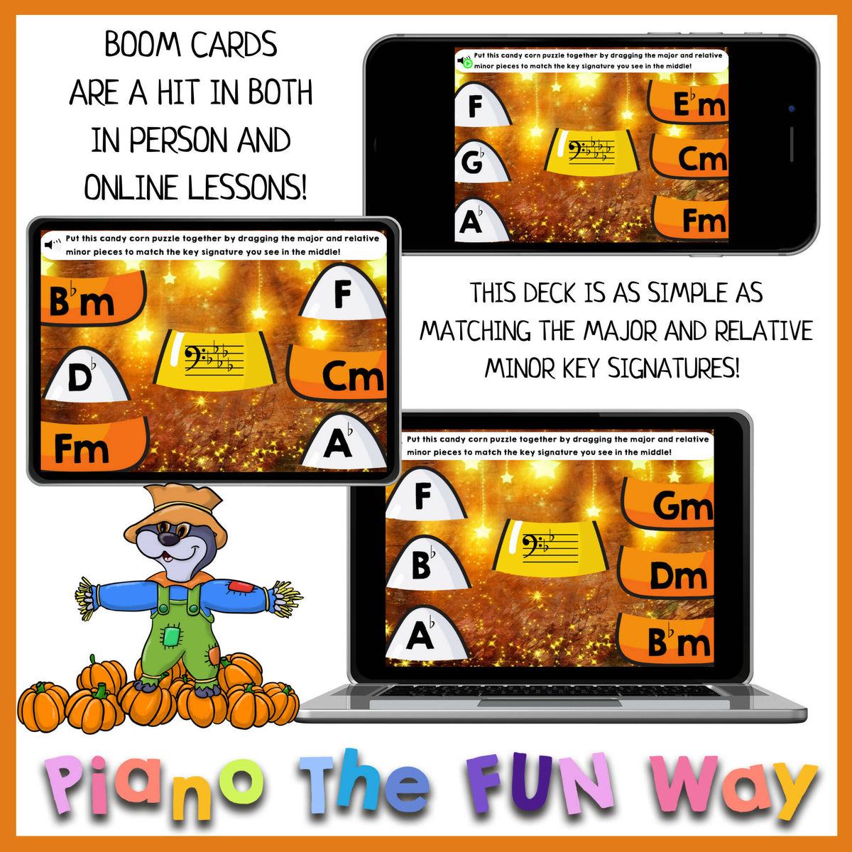 Boom Cards: Candy Corn Flat Key Signatures Level 2 (Bass) – Music ...
