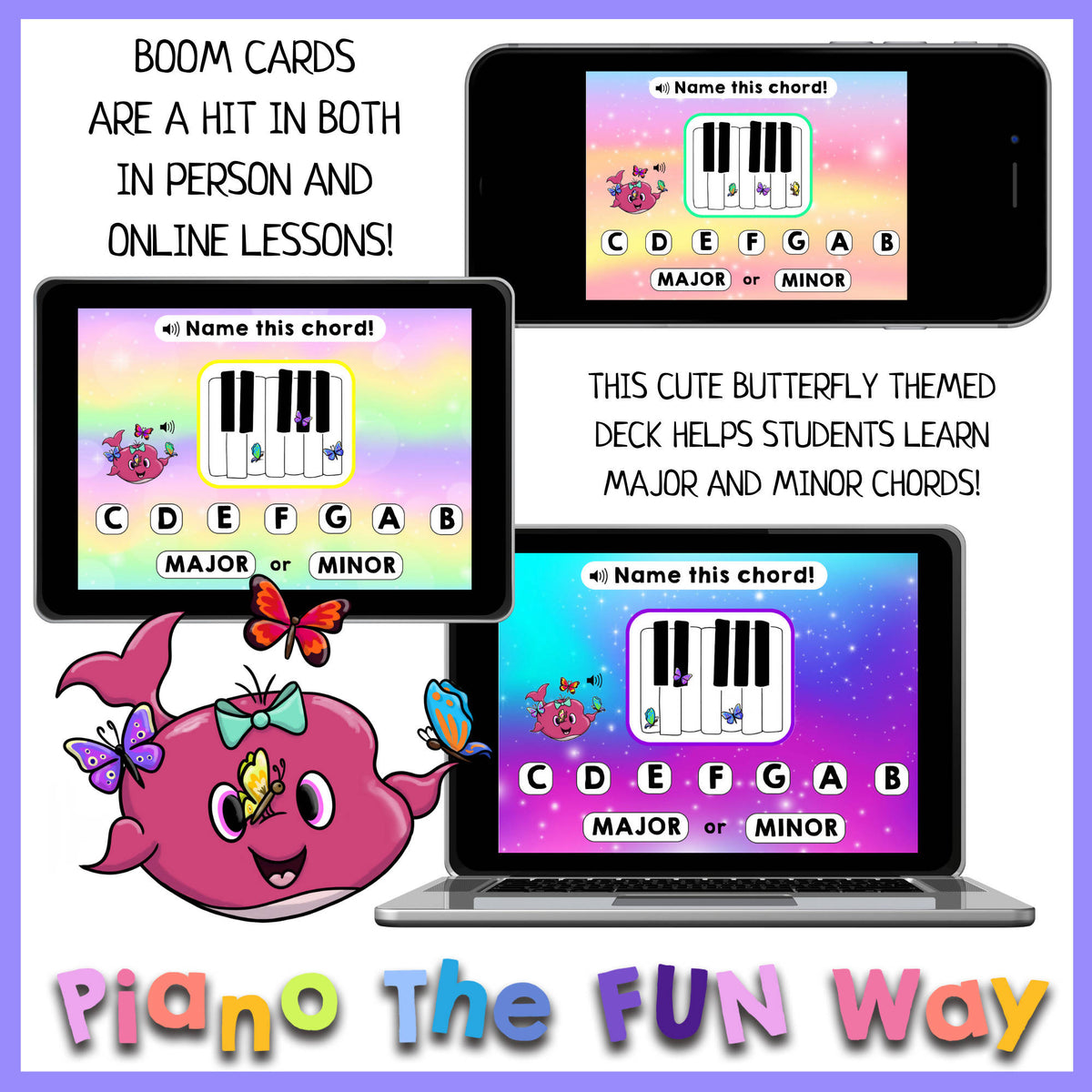 Boom Cards: Butterfly Chords (Identifying Major and Minor Chords ...