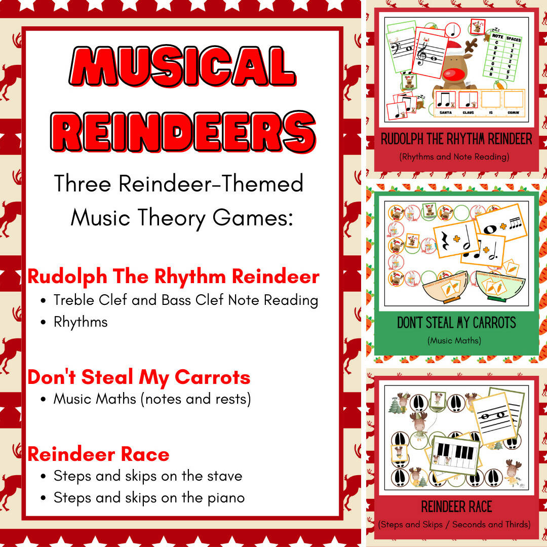 Musical Reindeers | Bundle of 3 Reindeer-Themed Music Christmas Games ...