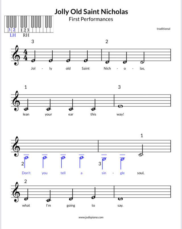 Jolly Old Saint Nicholas - 3 leveled arrangements for beginning pianis ...