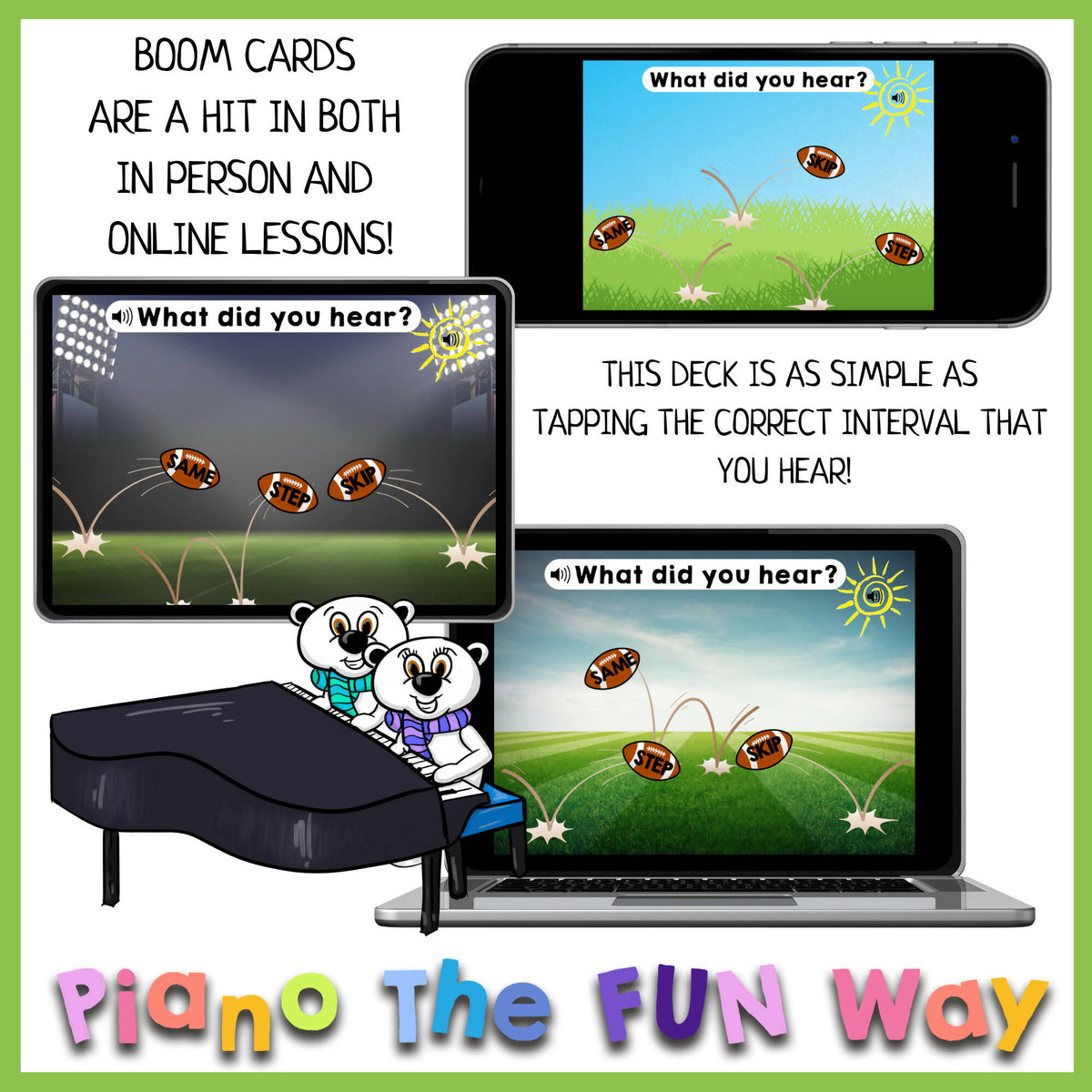 Boom Cards: Beginner Ear Training Sport Edition (Same, Skip, Step ...