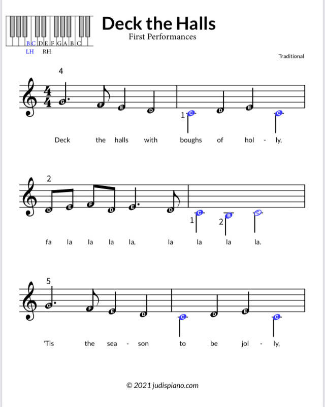 Deck the Halls - 3 levels plus a Variation arr. JudisPiano – Music ...