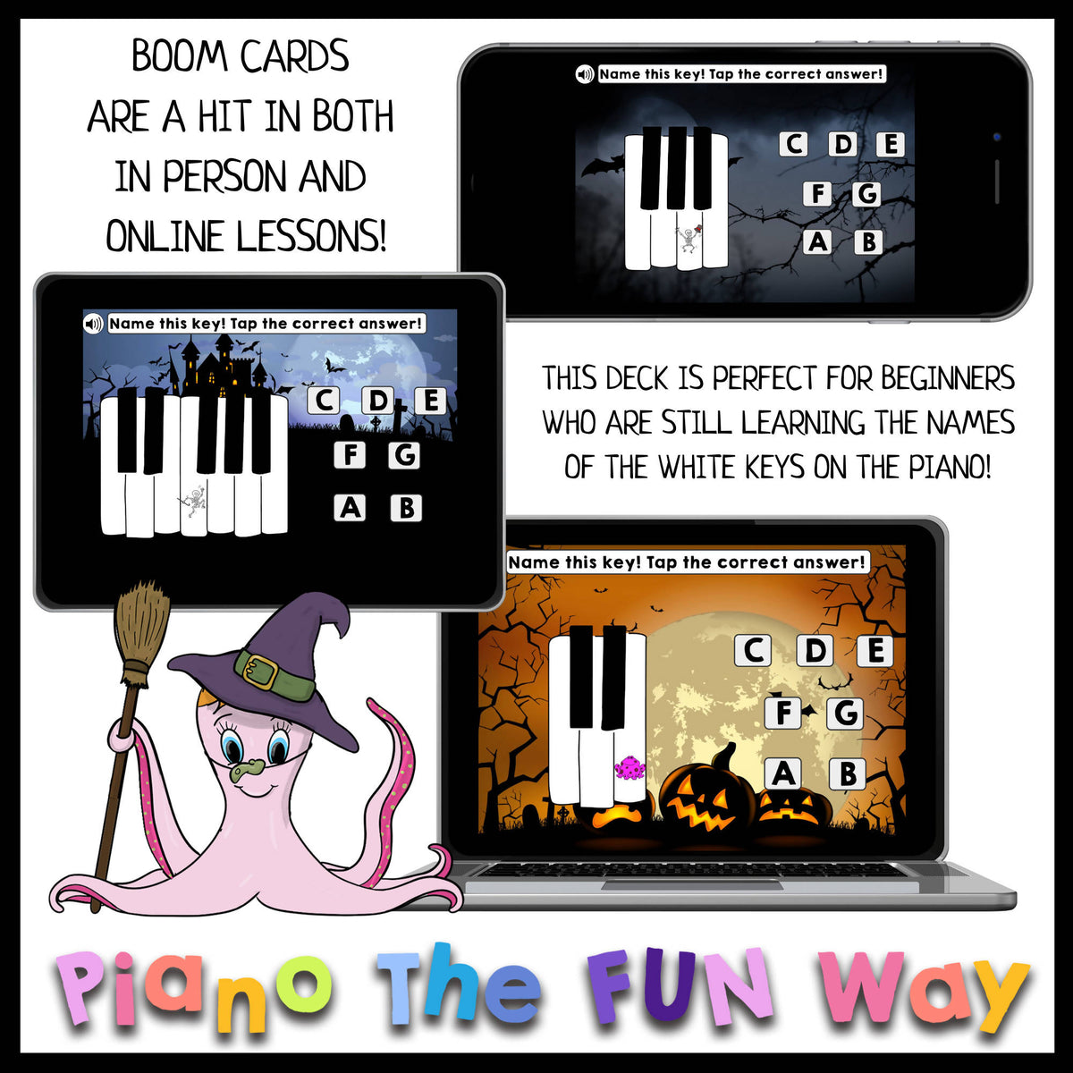 Boom Cards: Beginner Piano Keys - Halloween Edition – Music Teacher ...