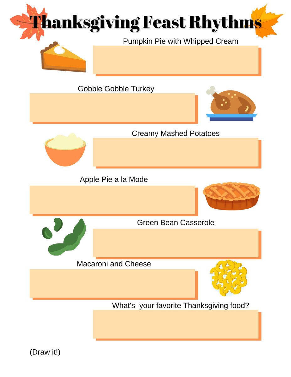 Thanksgiving Feast Rhythms (Multi-Level Rhythm Printable) - Studio Lic ...