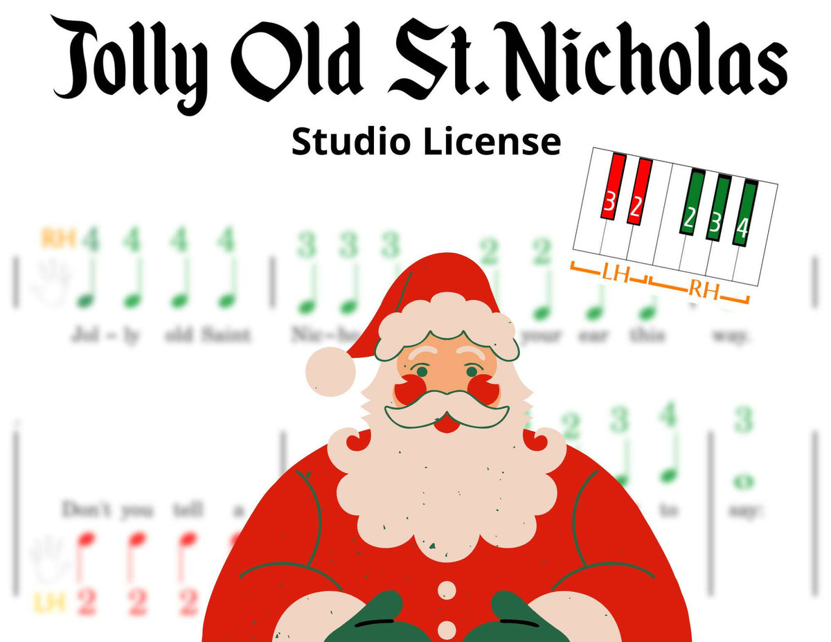 Jolly Old Saint Nicholas - Pre-staff Finger Numbers on Black + White ...