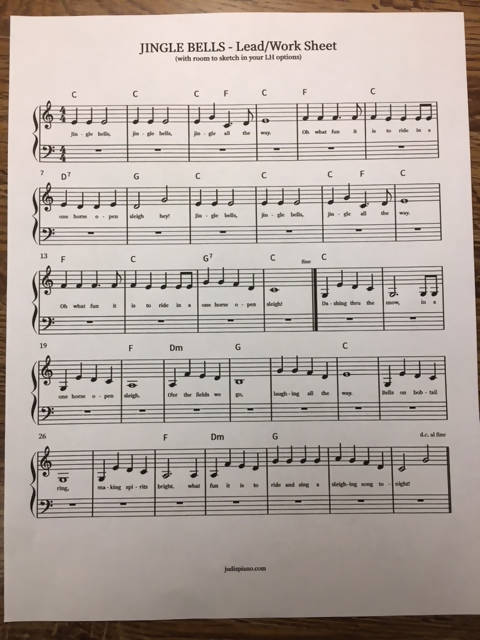 A Lead Sheet Worksheet - Jingle Bells - by JudisPiano – Music Teacher ...