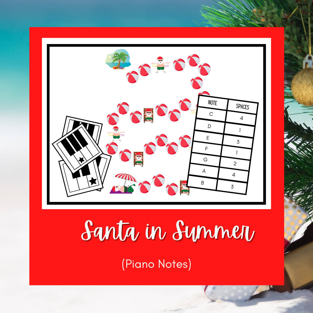 Santa in Summer | Piano Note Recognition Game – Music Teacher Resources