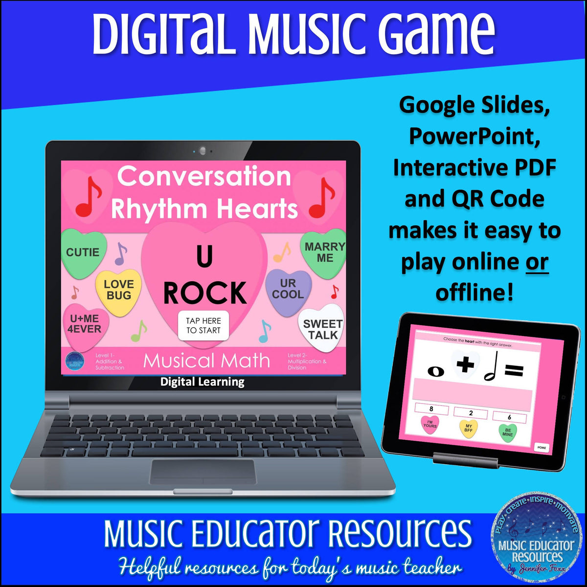 Valentine Conversation Rhythm Hearts | Musical Math| Digital Music Gam ...