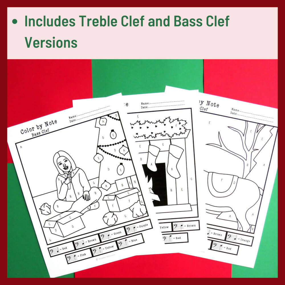 Christmas Themed Color by Note - Treble Clef and Bass Clef – Music ...