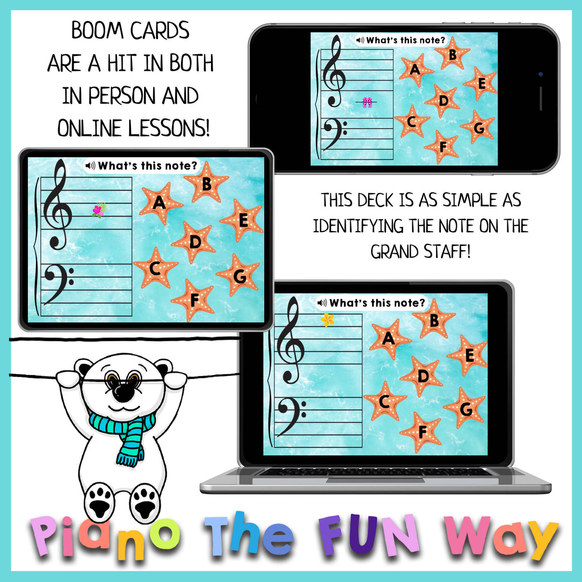 Boom Cards: Grand Staff Level 3 Summer Edition – Music Teacher Resources