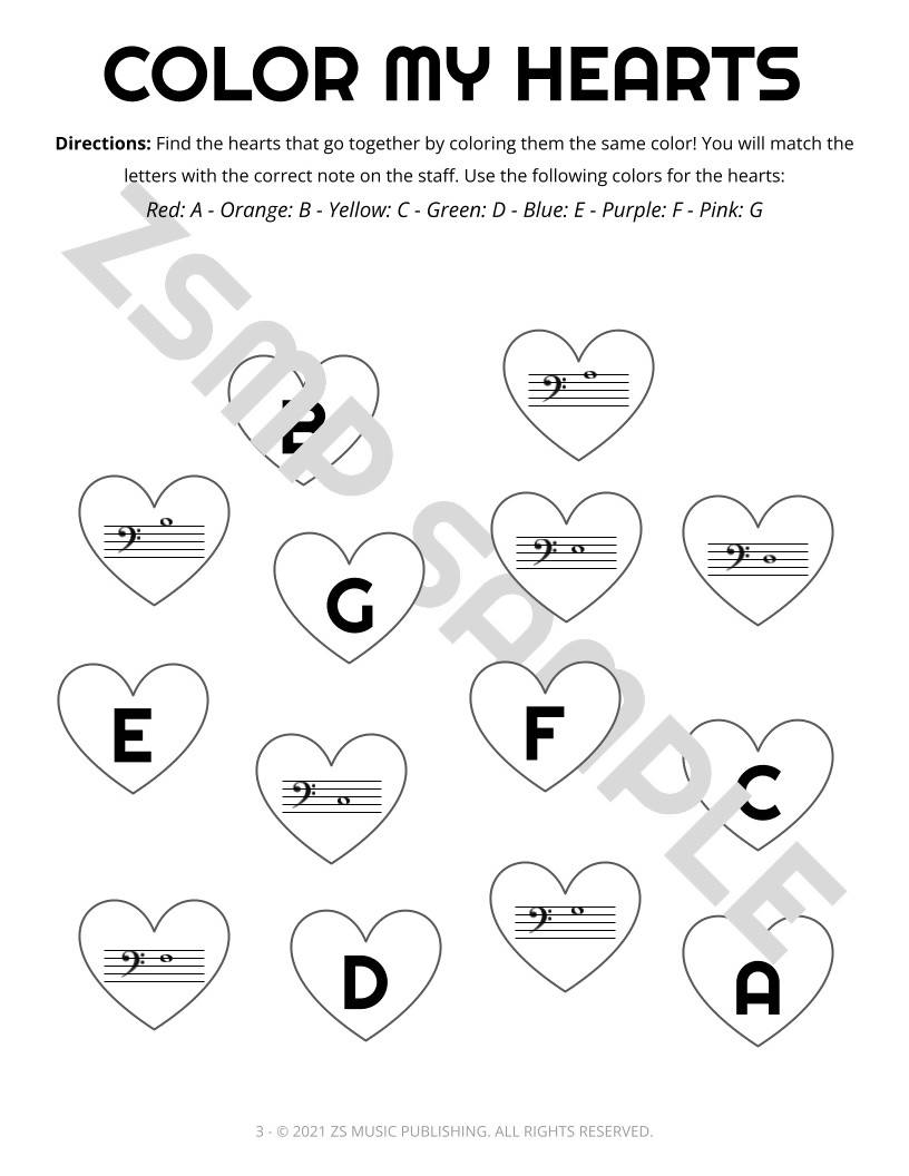 Color My Hearts Match and Color Activity Pages – Music Teacher Resources