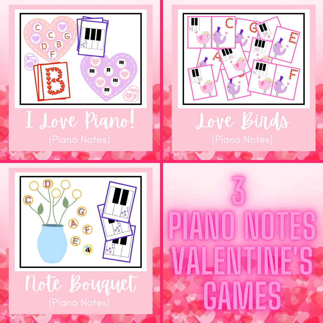 3 Piano Notes Valentine's Day Games – Music Teacher Resources