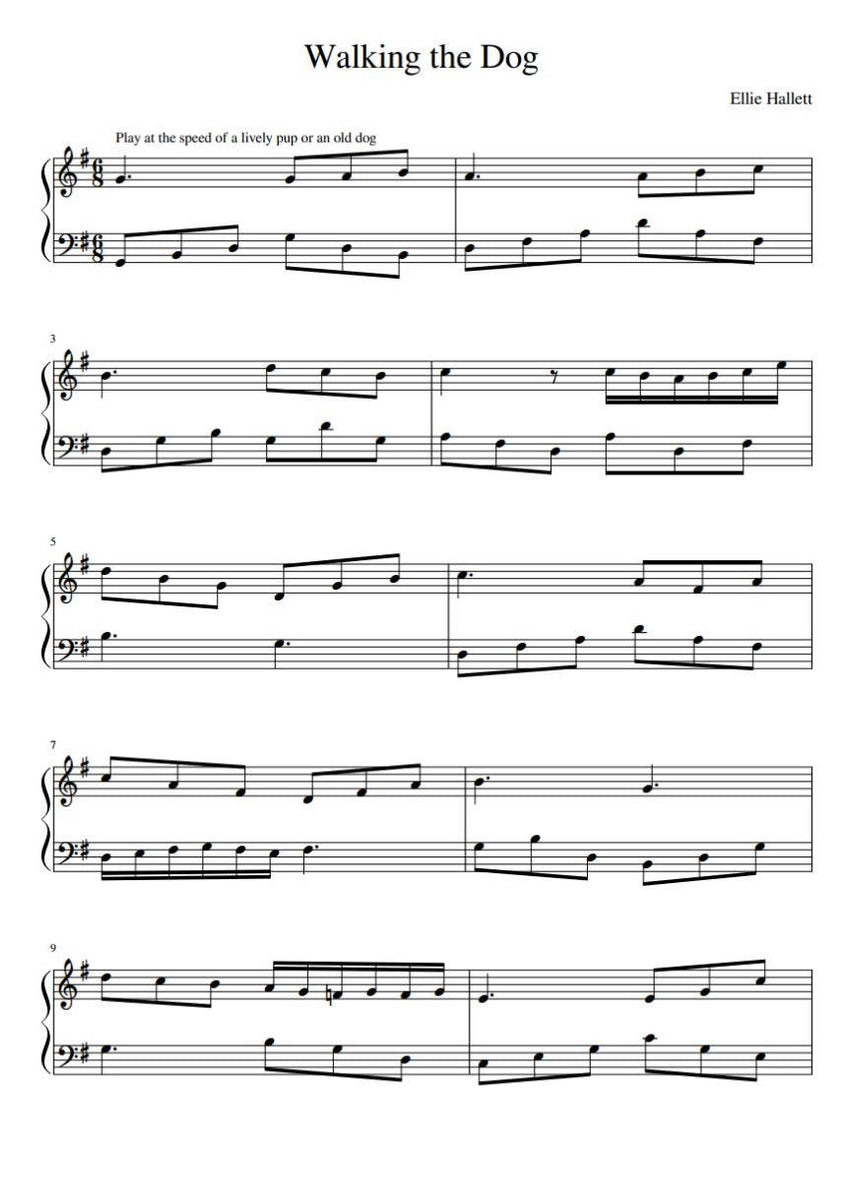 Walking the Dog for Piano/Keyboard – Music Teacher Resources