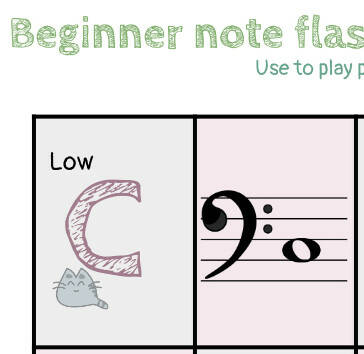 Beginner note card game / flash cards bass clef – Music Teacher Resources