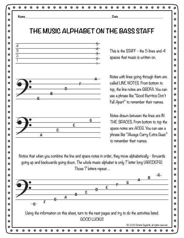 The Music Alphabet on the Bass Staff – Music Teacher Resources