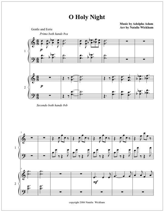 O Holy Night early intermediate Christmas piano duet – Music Teacher ...