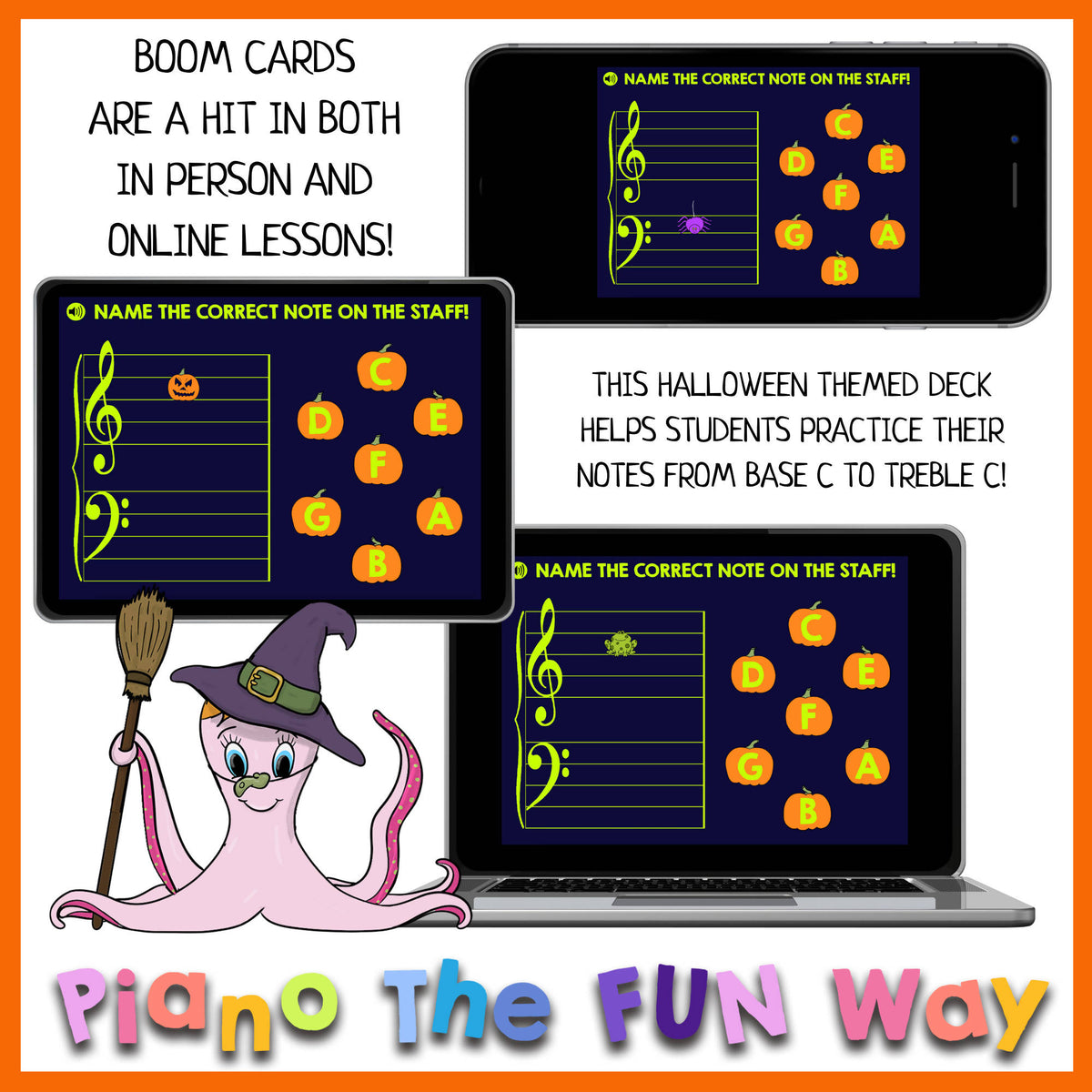 Boom Cards: Grand Staff Halloween Edition - Level 2 – Music Teacher ...