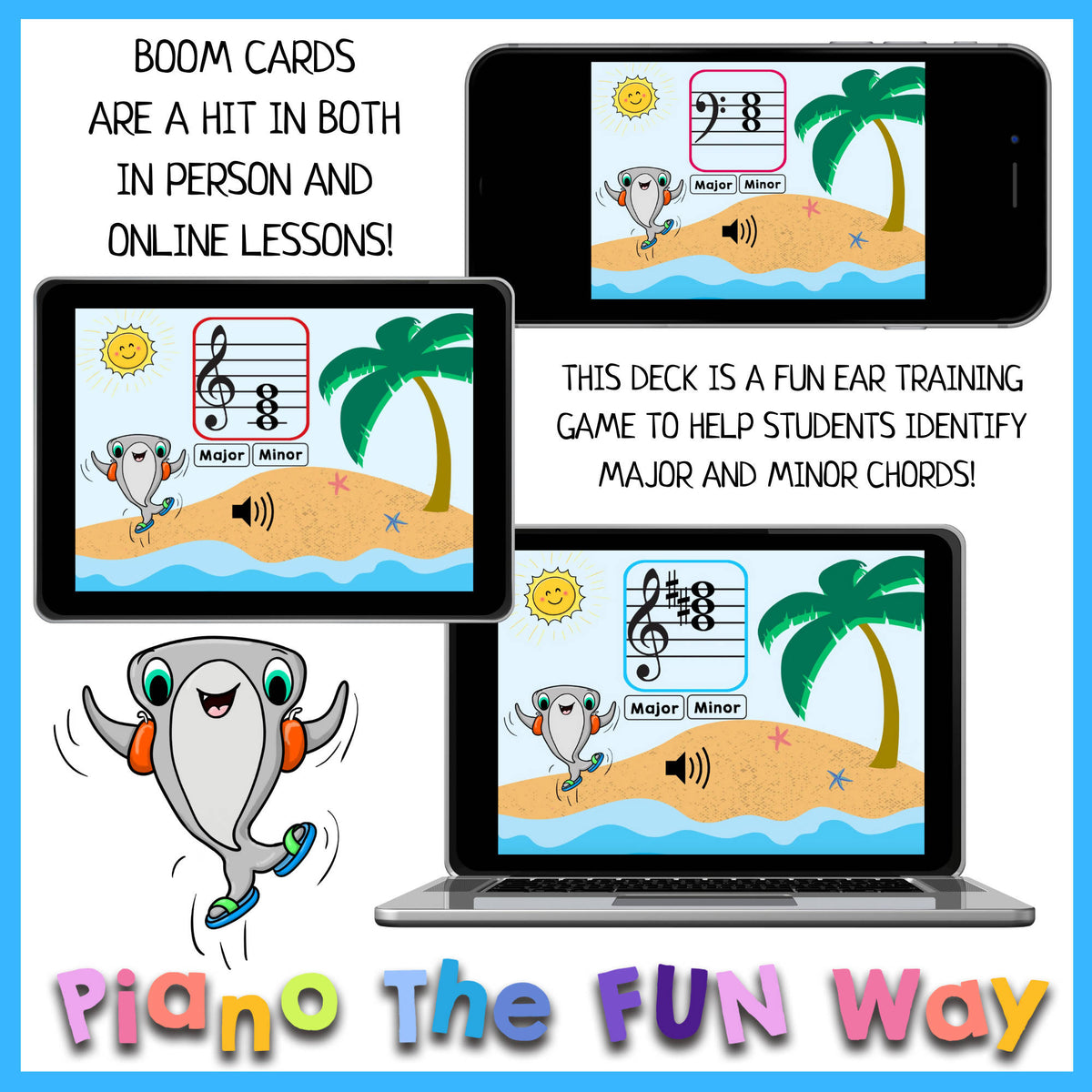 Boom Cards: Ear Training: Major and Minor Chords with Hank the Hammerh ...