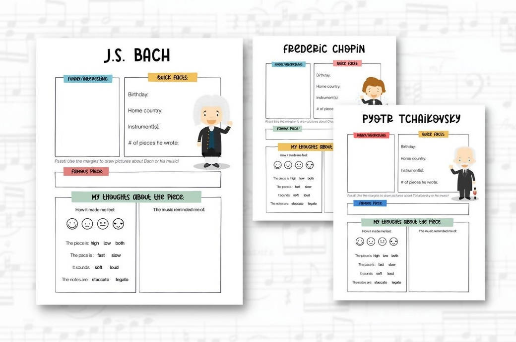 Composer Worksheets [Set of 8] – Music Teacher Resources