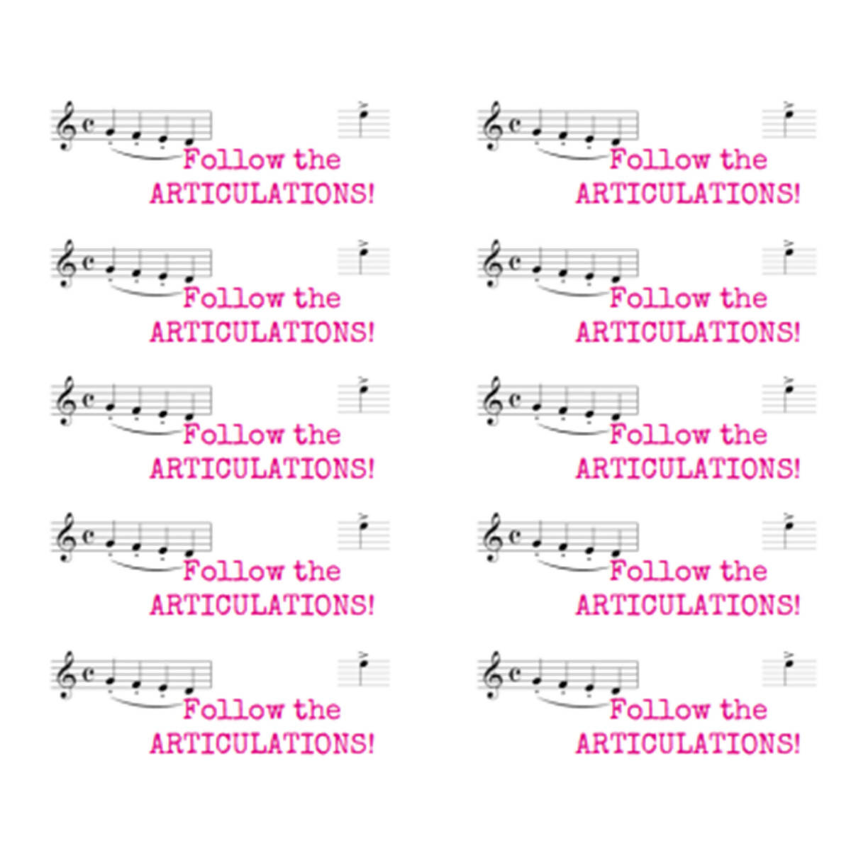 Stickers: Articulation Practice – Music Teacher Resources